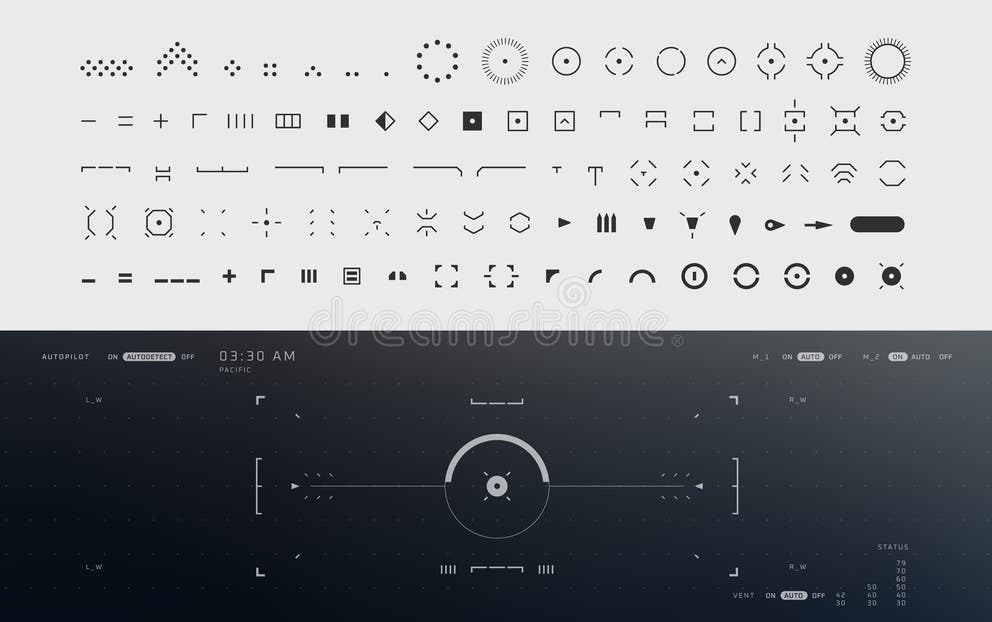 Simple HUD UI Elements Vector Set. Elegant, Sleek, Futuristic Stock ...