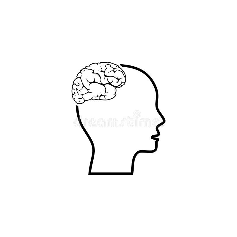 Simple Human Brain Icon Isolated on White Background Stock Vector ...