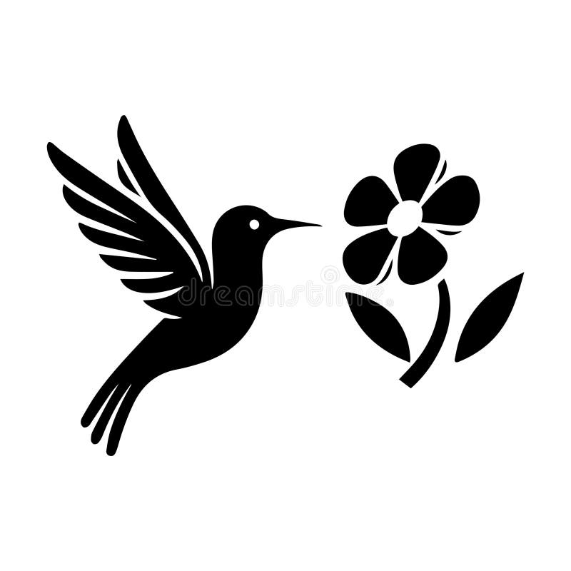 Simple Hummingbird with Flower Icon Modern Logo Illustration. Stock ...