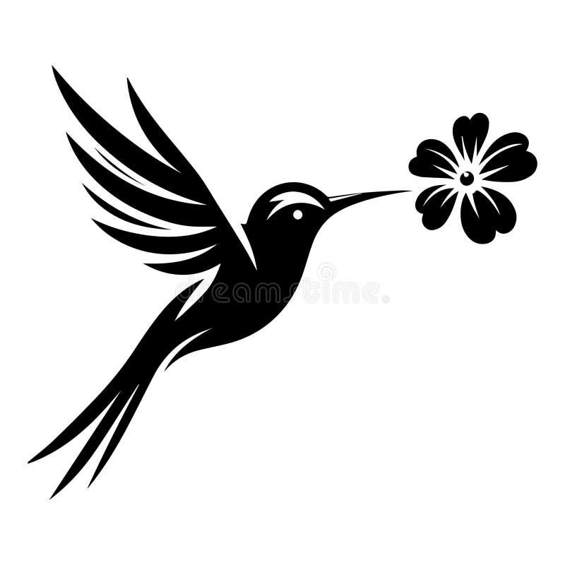 Simple Hummingbird with Flower Modern Logo and Illustration. Stock ...