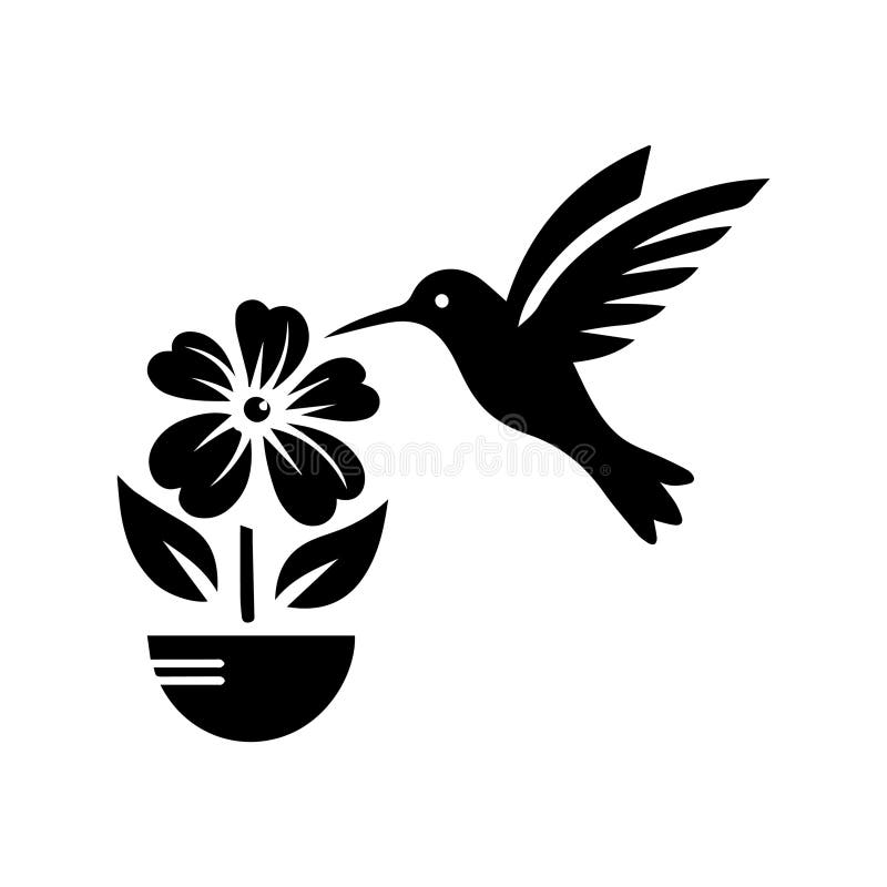 Simple Hummingbird with Flower Modern Logo Illustration. Stock Vector ...