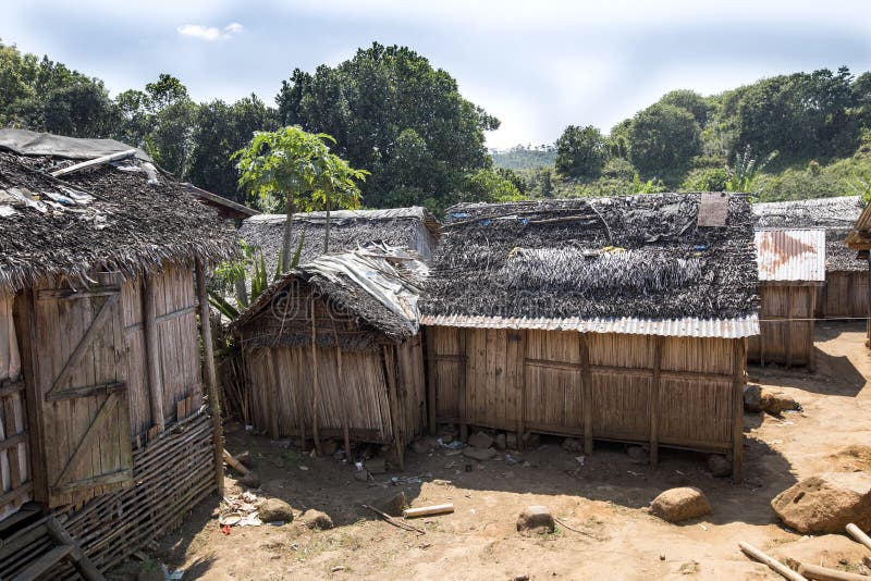 The Simple Hut on Malagasy Countryside, Madagascar Stock Image - Image ...