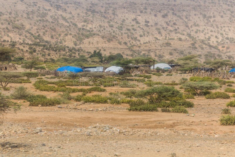 Simple Huts of an Afar Tribe Settlement in the Danakil Depression ...