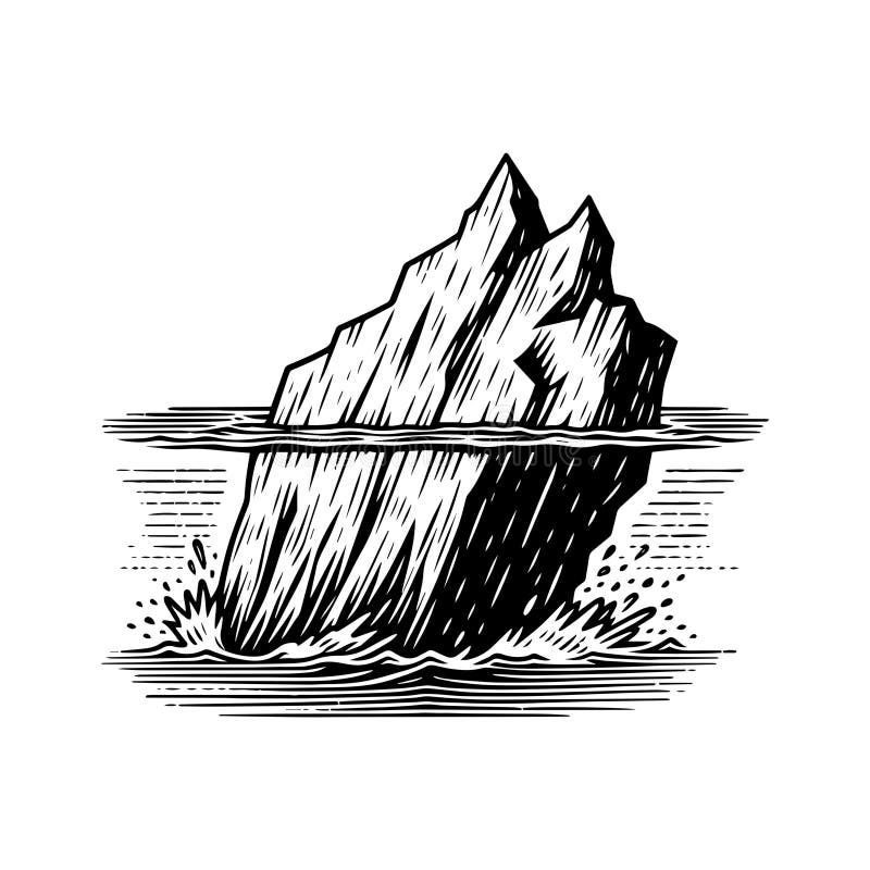 Simple Iceberg in Vintage Retro Style Vector Design Illustration. Stock ...