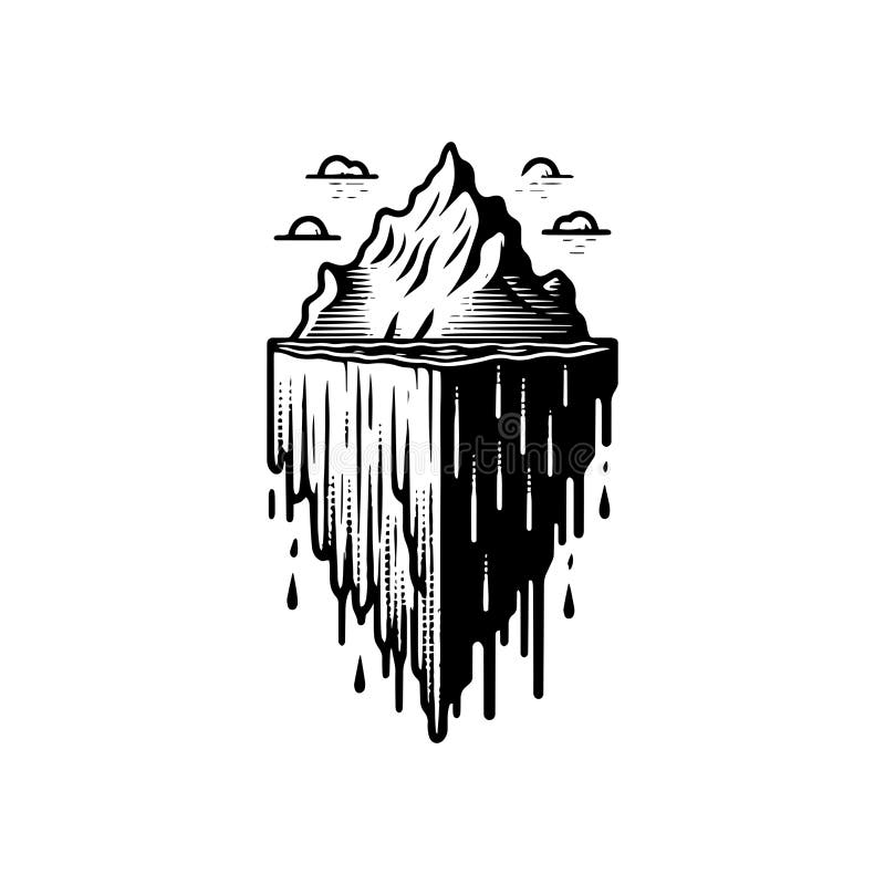 Simple Iceberg in Vintage Retro Style Vector Design Illustration. Stock ...