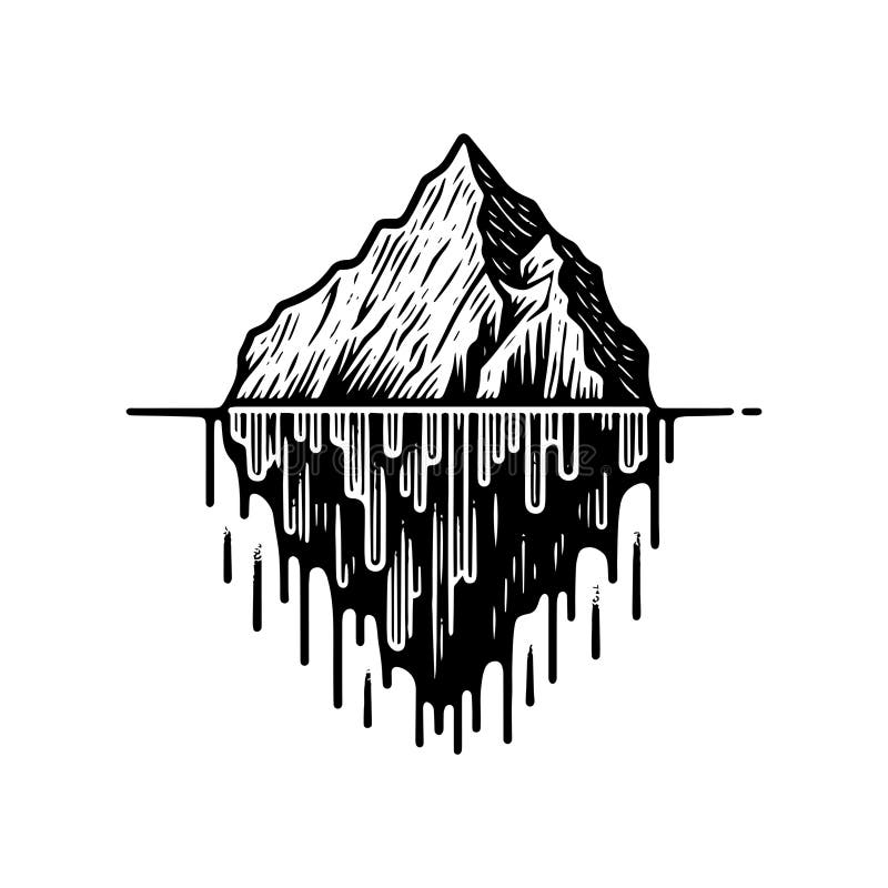 Simple Iceberg in Vintage Retro Style Vector Design Illustration. Stock ...