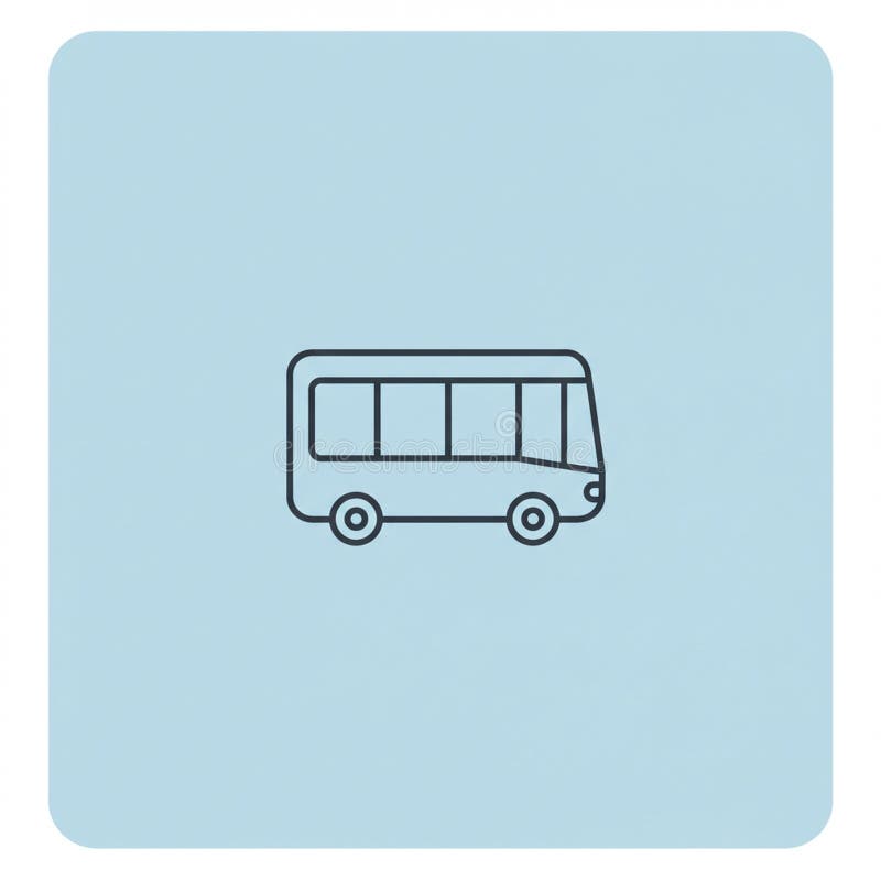 Simple Icon of a Bus on a Light Blue Background. the Bus is Depicted in ...
