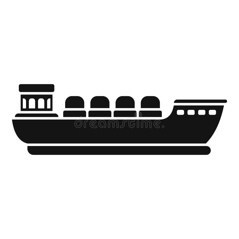Simple Icon of a Cargo Ship Carrying Containers on Waterway Stock ...