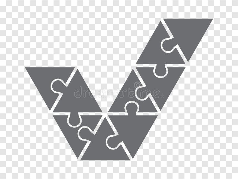 Simple Icon Check Mark Puzzle of Triangles in Gray. Simple Icon Puzzle ...