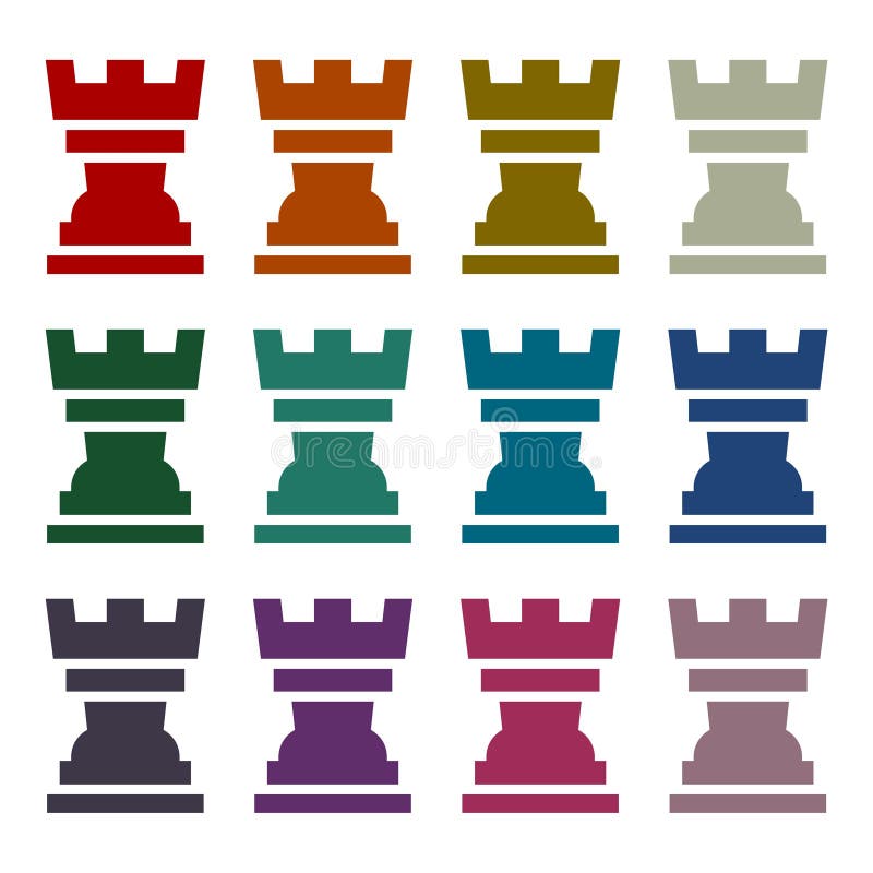 Simple icon Chess Rook set stock vector. Illustration of circle - 119020189