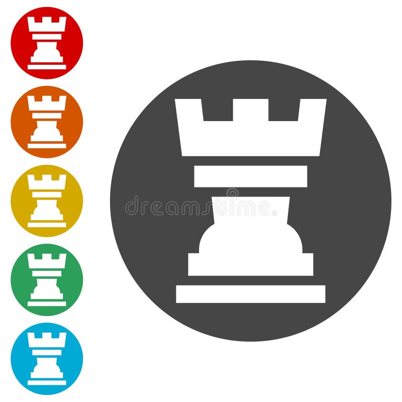 Simple icon Chess Rook set stock vector. Illustration of bottom - 135577429