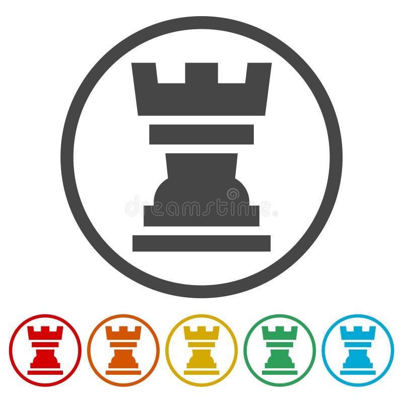 Simple icon Chess Rook set stock vector. Illustration of circle - 141635078