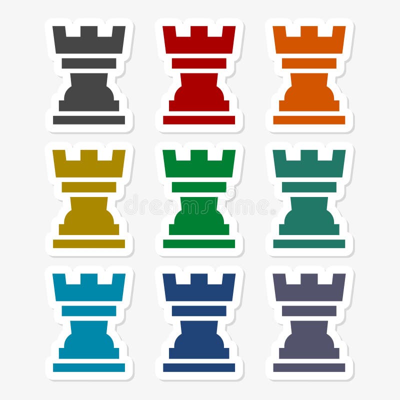 Simple Icon Chess Rook Sticker Set Stock Vector - Illustration of ready ...