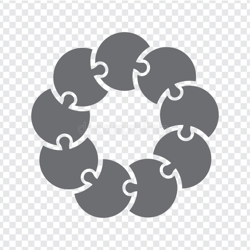 Simple Icon Circle Puzzle in Gray. Simple Icon Puzzle of the Nine ...