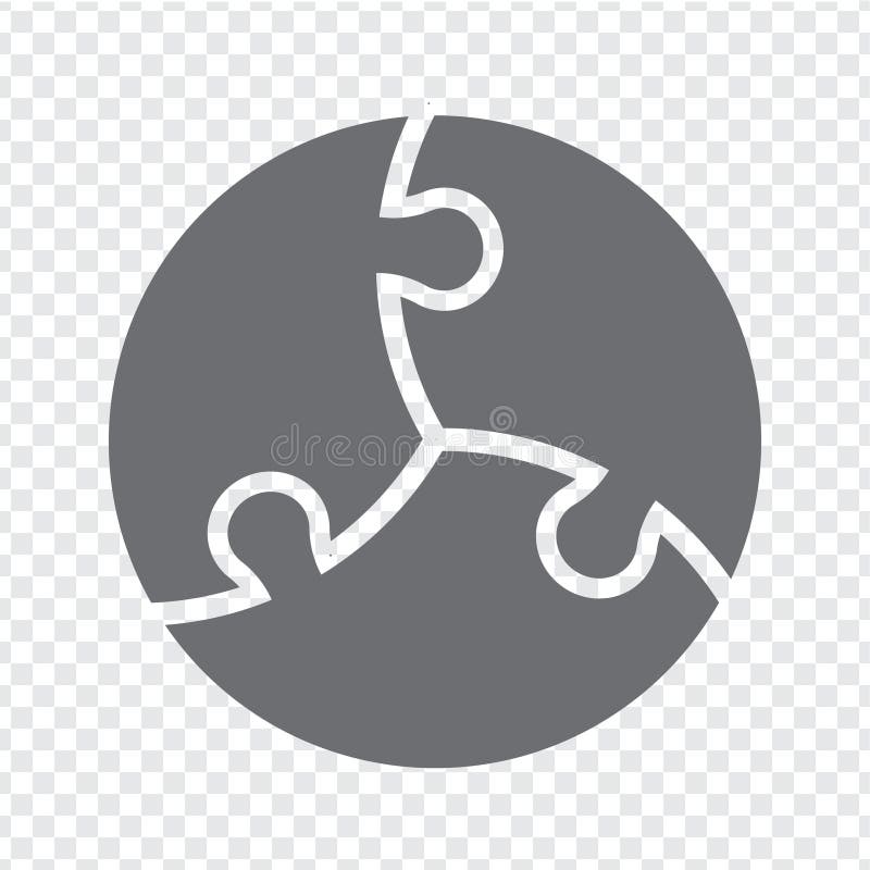 Simple Icon of Circle Puzzle in Grey. Simple Icon Puzzle of Three ...