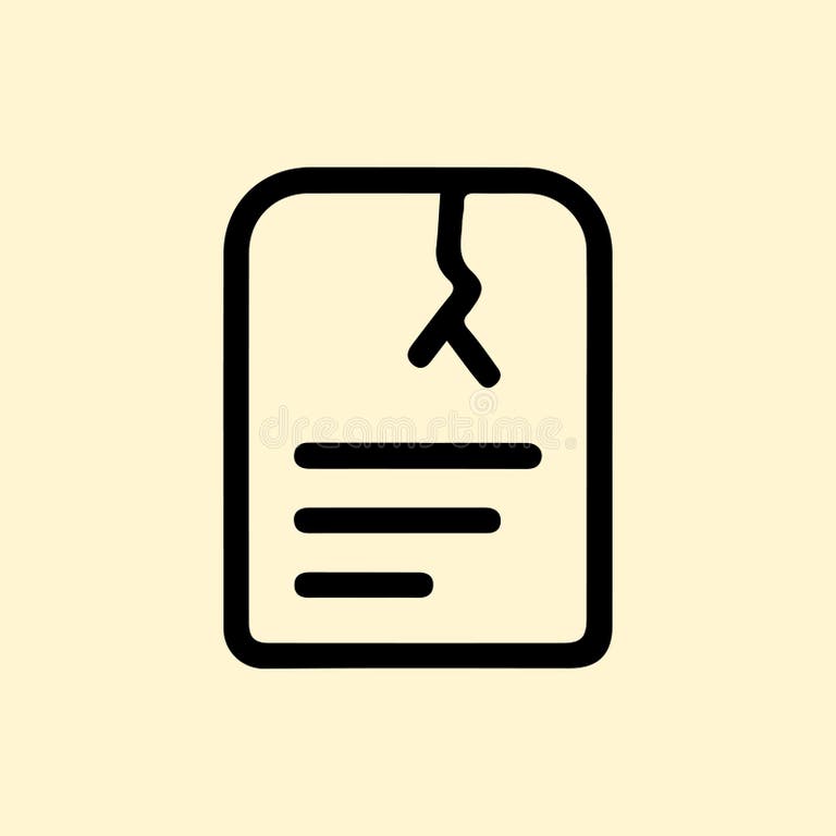 Simple Icon of a Damaged Document Representing File Error or Broken ...