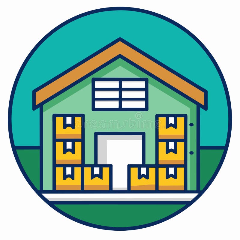 A Simple Icon Depicting a Warehouse with Boxes Stacked Inside, a Simple ...
