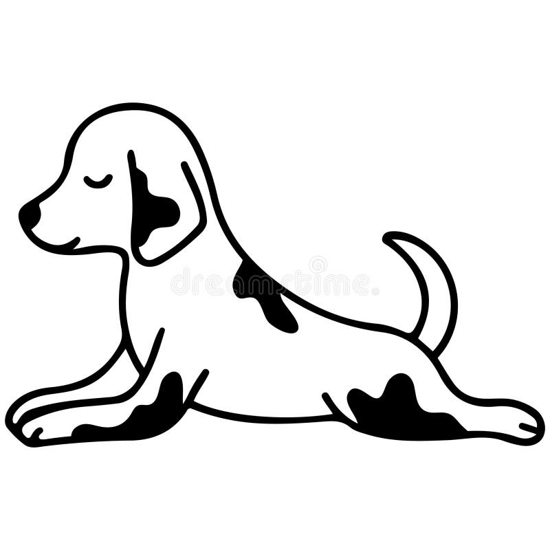 Simple Icon of a Dog Doing Yoga, Namely Lying in the Sphinx Pose Stock ...
