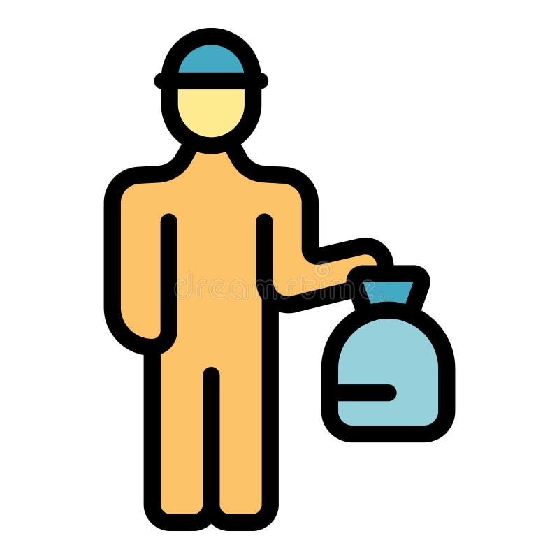 Garbage Man Holding Trash Bag Filled with Garbage Stock Vector ...