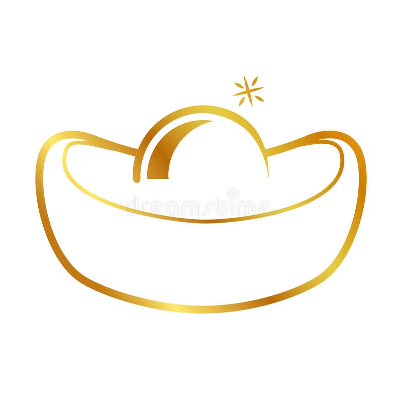 Vector Simple Icon Icon Golden Chinese Ingot Stock Vector ...