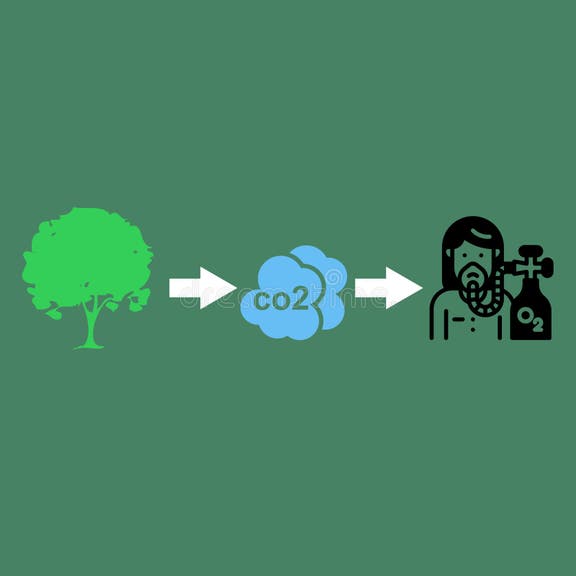 Simple Icon Green Tree ,co2 Oxygen and People Using Oxygen Co2. Stock ...