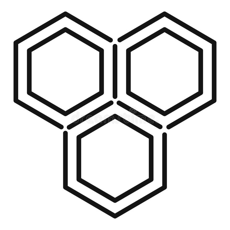 Three Linked Hexagons Forming Honeycomb Structure Icon Stock ...