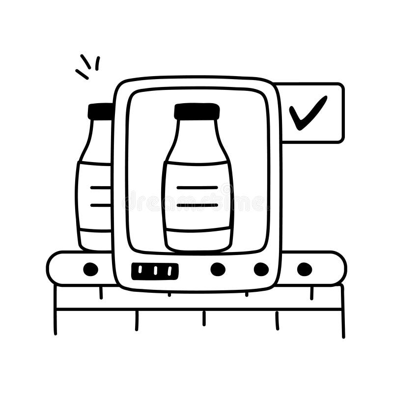 A Simple Icon Illustrates a Conveyor Belt System with a Scanning Device ...
