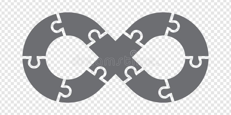 Simple Icon Infinity Puzzle in Gray. Infinity Puzzle of Nine Pieces on ...
