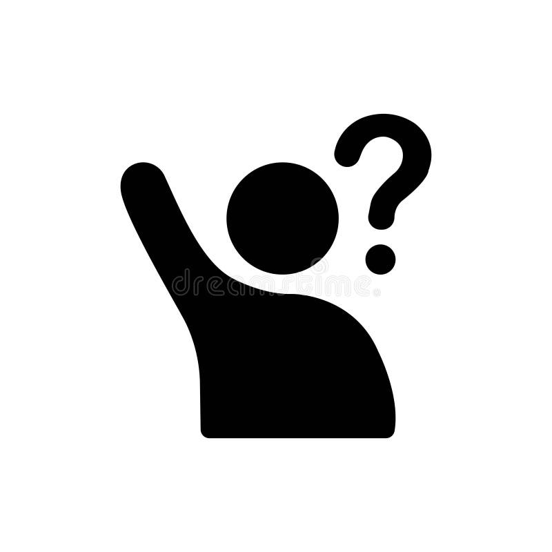 Simple Icon with Man or Person with Raised Hand and a Question Mark ... Simple Icon with Man or Person with Raised Hand and a Question Mark ...