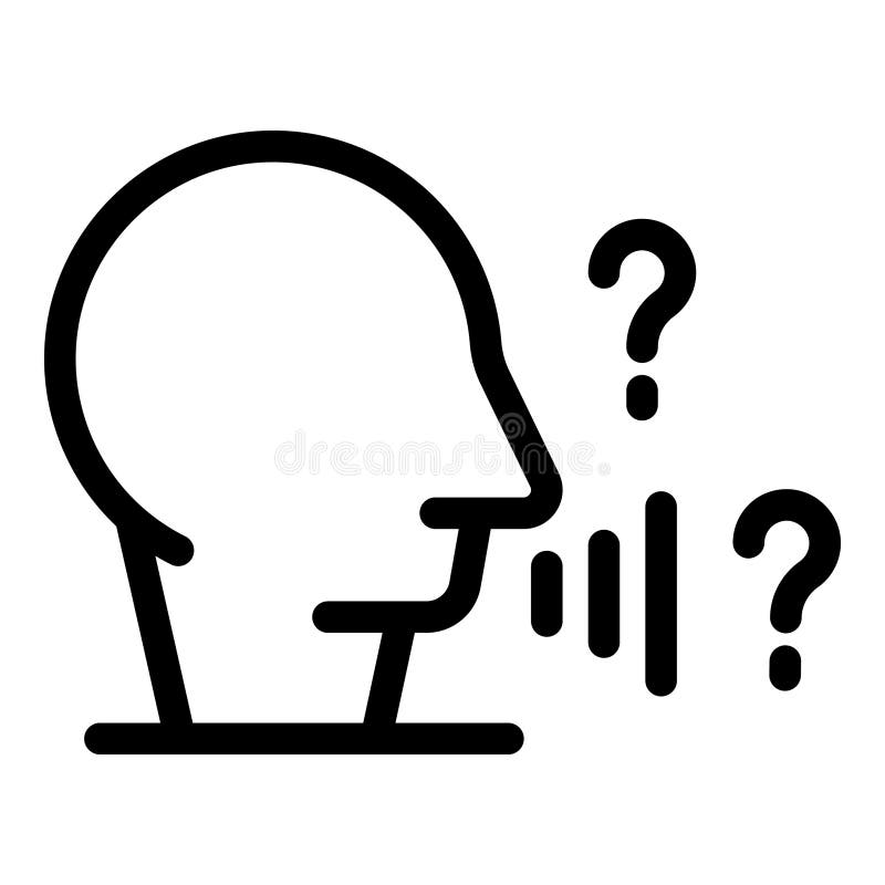 Man Speaking with Question Marks, Asking Questions Icon Stock ...