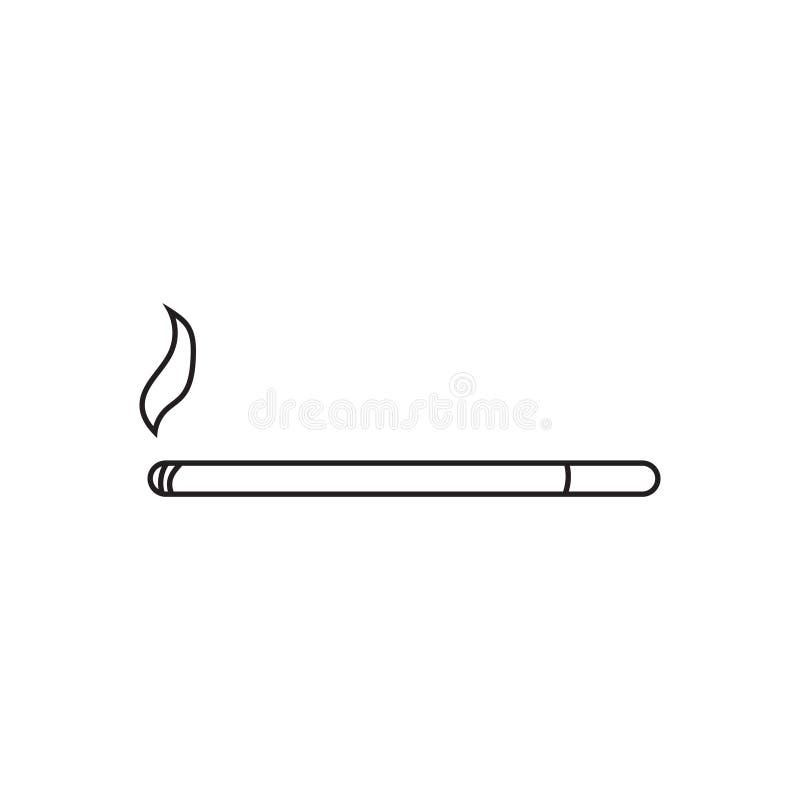 Simple Icon with a Picture of a Smoldering Cigarette. a Drawing without ...
