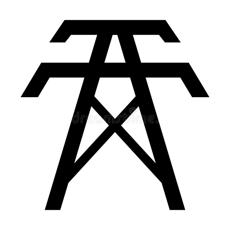 Simple Icon Power Line Tower, Electricity Pylon, Transmission Power ...