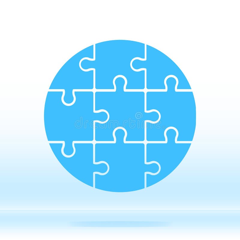 Simple Icon Puzzles in Blue. Blue Circle of Puzzle. Simple Icon Puzzle ...
