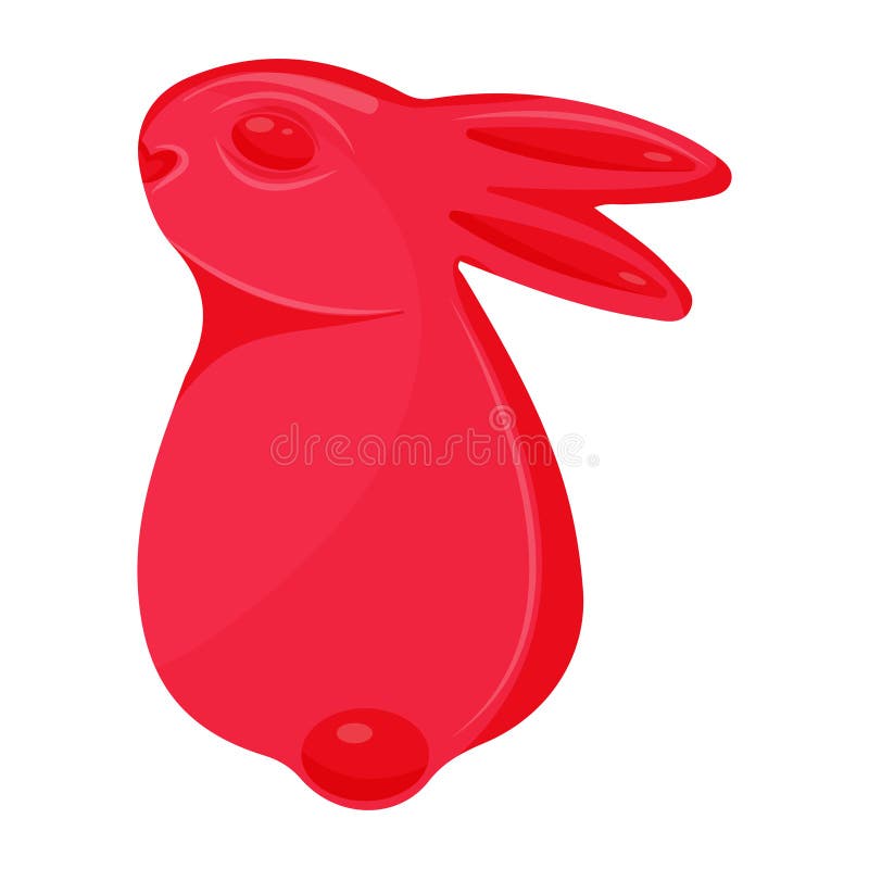 Simple Icon of a Red Jelly Rabbit, Back View Stock Vector ...
