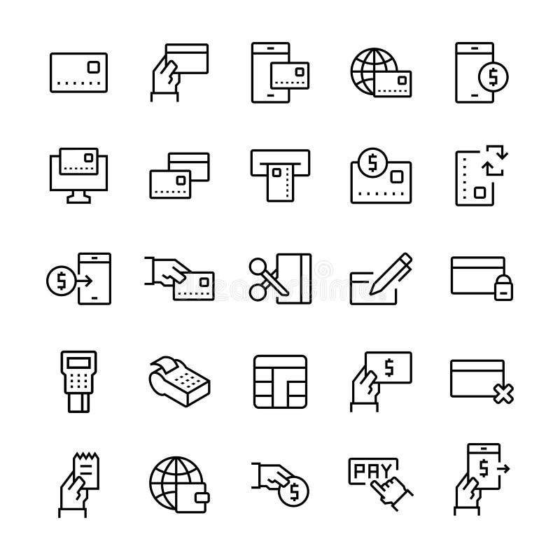 Simple Icon Set of Pay Items in Line Style. Vector Symbols Stock Vector ...