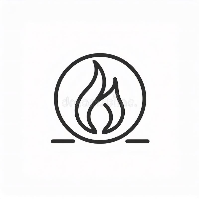 Simple Icon of a Stylized Flame Burning Inside a Circle, Resting on a ...