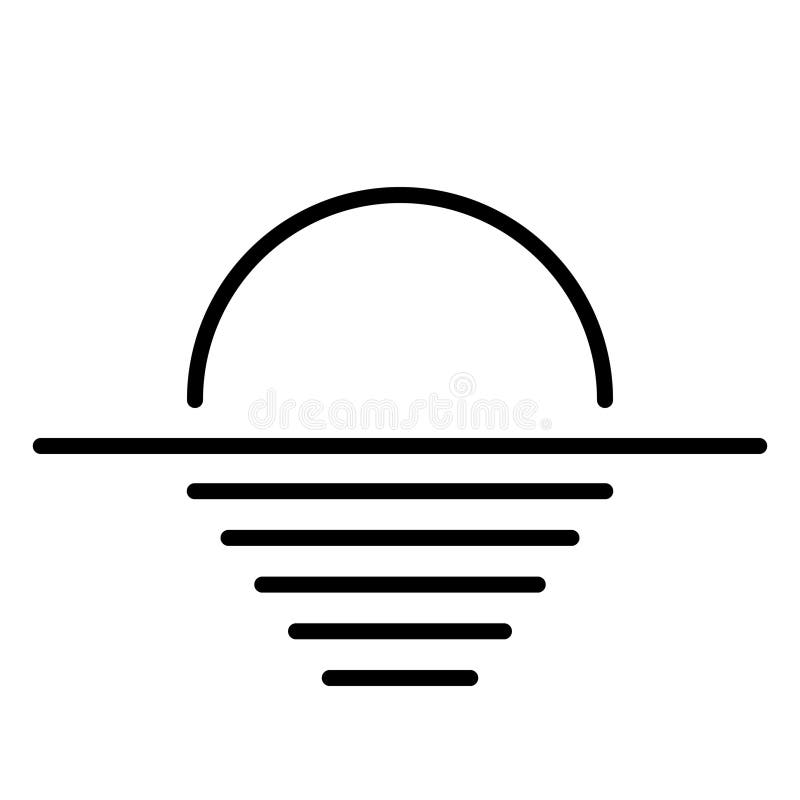 Simple Icon Sunset Sunrise, Sun Rises Fall Sea Horizon Stock ...