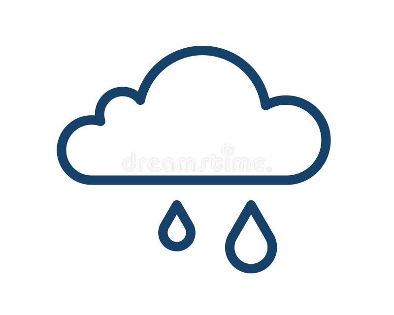 Simple Icon of Wet and Rainy Weather with Rain Drops Falling from Cloud ...