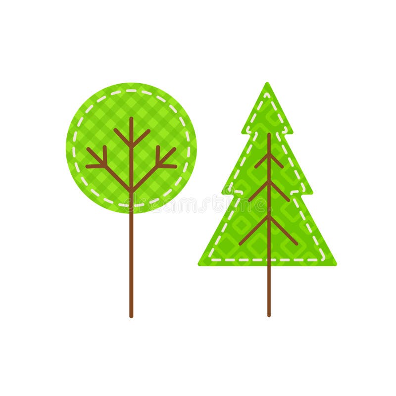 Simple Icons of Forest Trees Isolated on White Background. Flat Patch ...