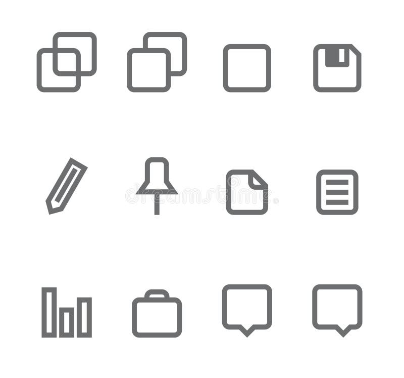 Simple Icons Isolated on White - Set 10 Stock Vector - Illustration of ...