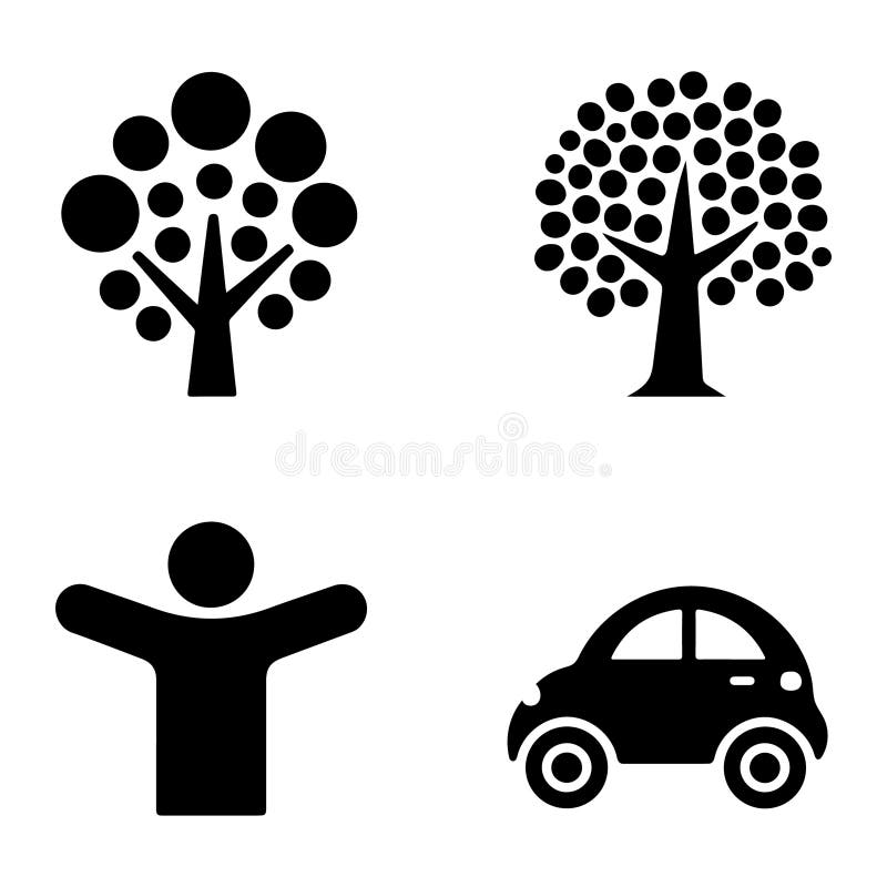 Simple Icons of Nature, People, and Transportation Stock Vector ...