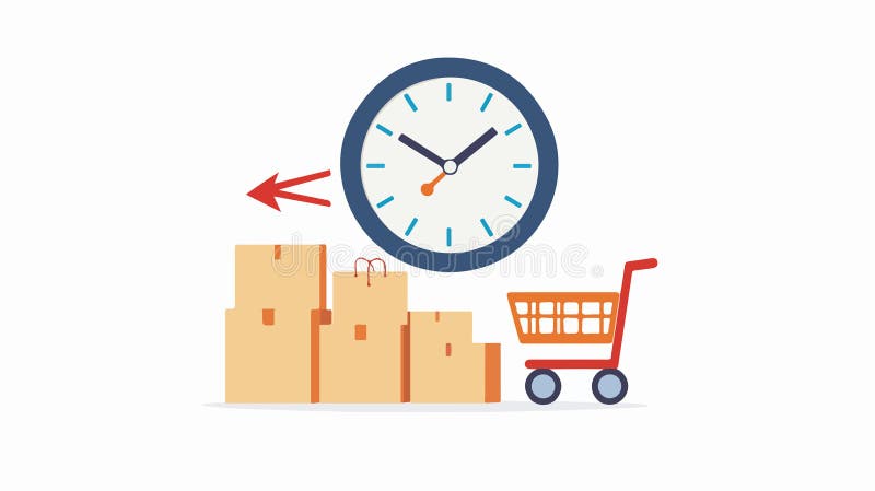 Clock and Arrow Warehouse Icon for Business and Time Management Stock ...