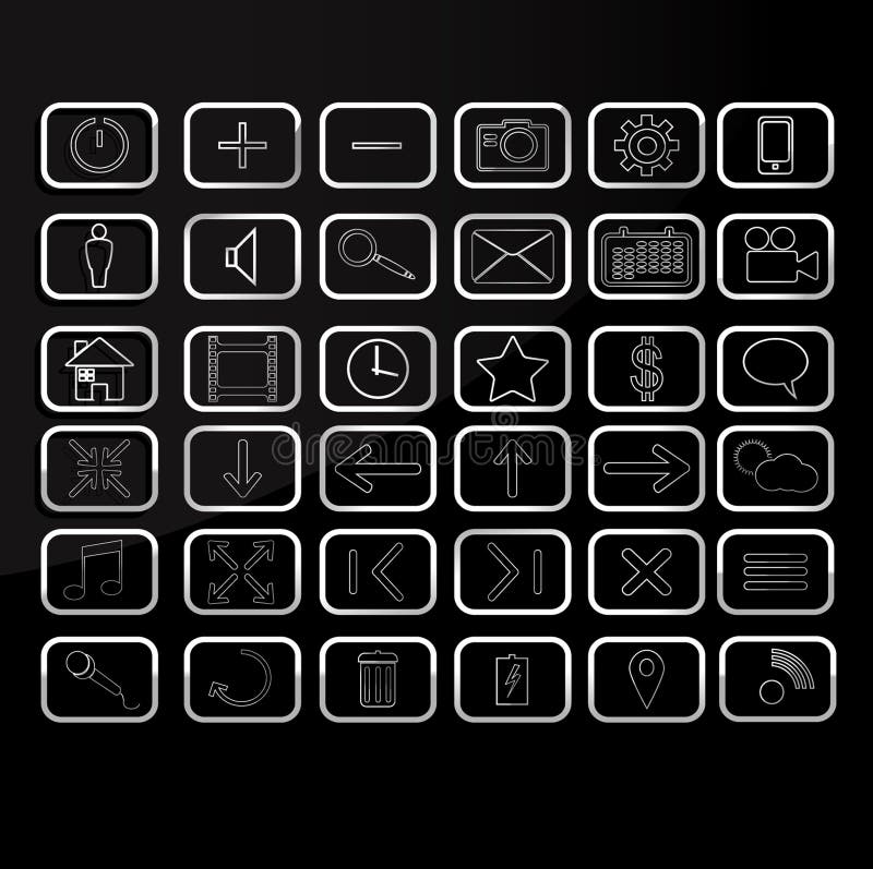 Simple icons stock vector. Illustration of message, button - 37021861