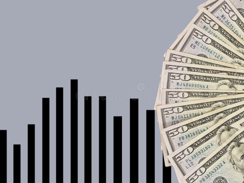 50 Dollar Bills with a Bar Graph Stock Illustration - Illustration of ...
