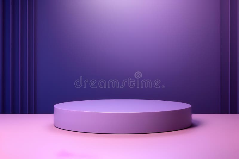Purple Cylindrical Platform on Pink Floor Against a Gradient Purple ...