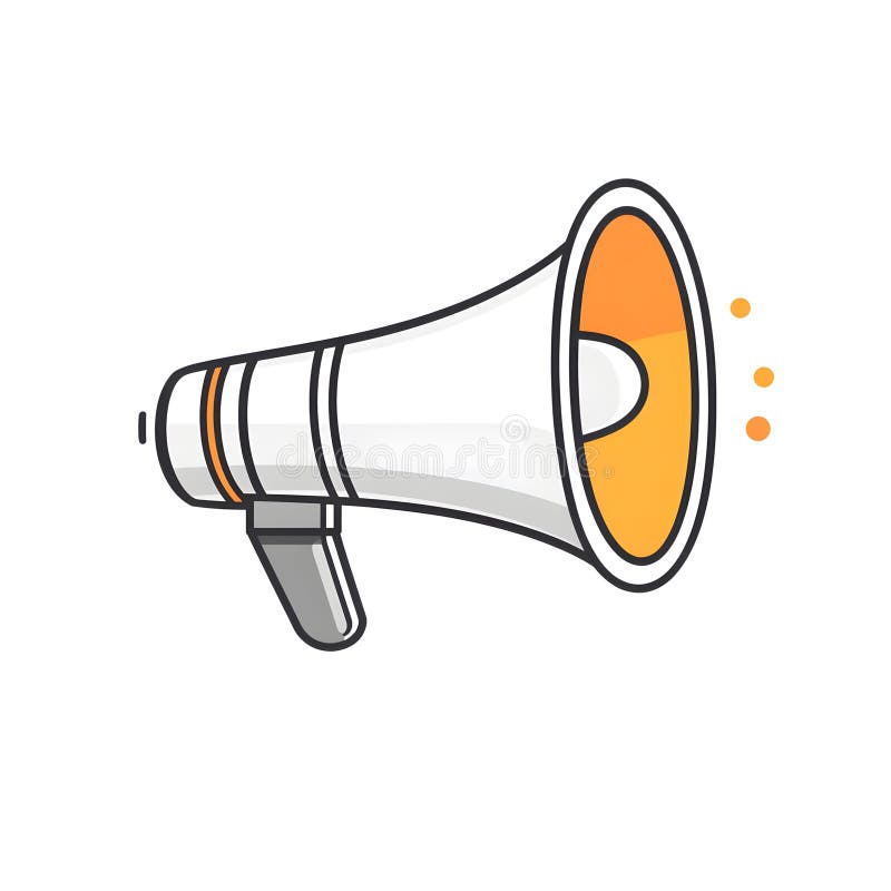 Simple Illustrated Megaphone Icon in Orange and Black White Background ...