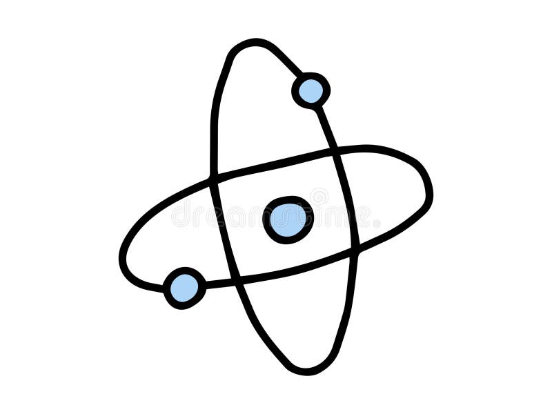 Simple Illustration of an Atom with Blue Electrons Orbiting a Black ...