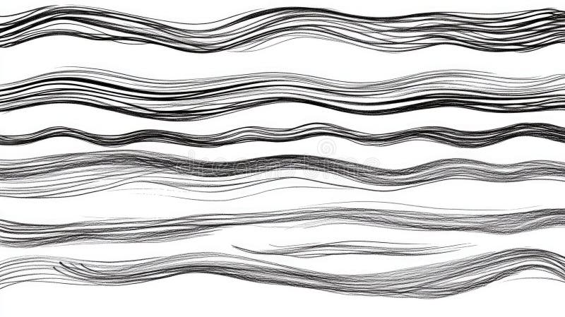 Simple Illustration of Black and White Wavy Lines Stock Photo - Image ...