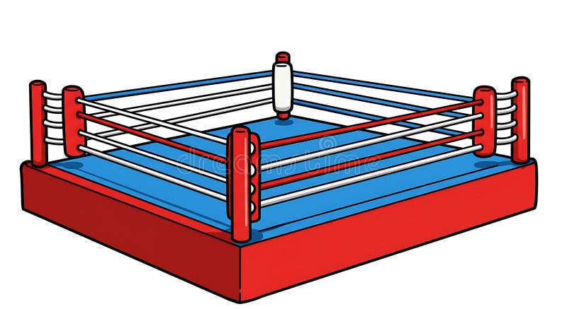 A Simple Illustration of a Boxing Ring with a Red Base and Blue Mat ...