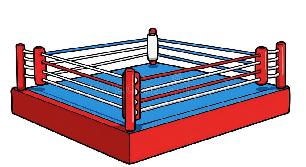 A Simple Illustration of a Boxing Ring with a Red Base and Blue Mat ...